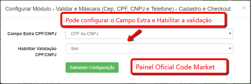 Validar e Máscara (Cep, CPF, CNPJ e Telefone) - Cadastro e Checkout para Opencart 2 e 3 - CodeMarket